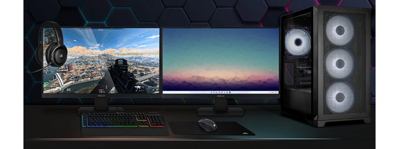 Full Gaming Setup Powered by NVIDIA GeForce and Intel with 2 Monitors ...