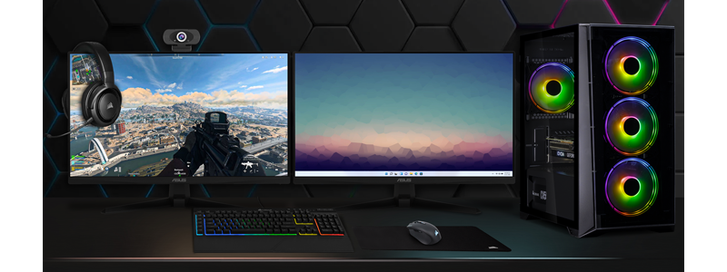 Full Gaming Setup Powered by NVIDIA GeForce and Intel with 2 Monitors ...