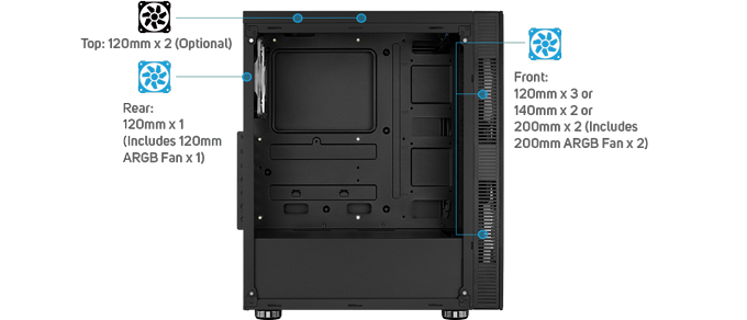 Aerocool Python RGB Black Mid Tower Tempered Glass PC Gaming Case ...