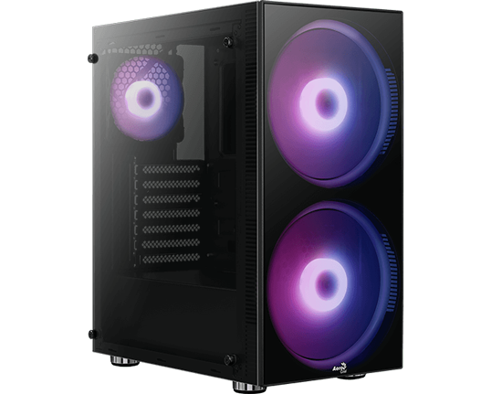 Aerocool Python RGB Black Mid Tower Tempered Glass PC Gaming Case ...