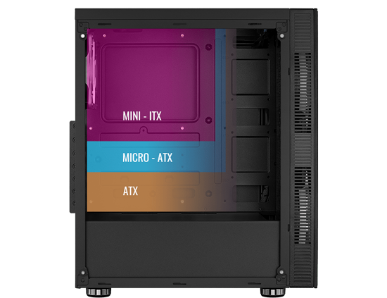 Aerocool Python RGB Black Mid Tower Tempered Glass PC Gaming Case ...