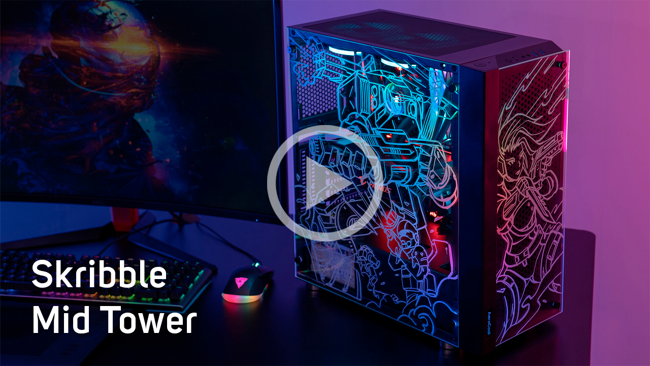 AeroCool Skribble ARGB Tempered Glass Mid Tower Gaming Case inc 3 x 120mm Fans LN128111 - ACM ...