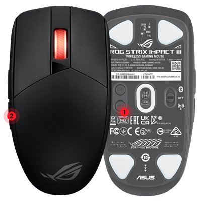 ASUS ROG Strix Impact III Ambidextrous Wireless/Wired Optical Gaming ...