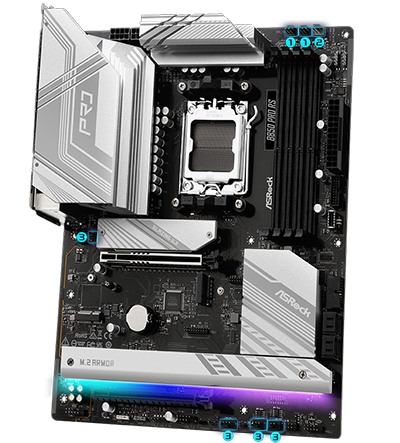 ASRock AMD B850 Pro RS WiFi AM5 DDR5 PCIe 5.0 ATX Motherboard LN154834 ...