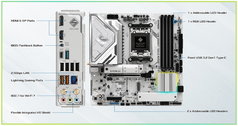 ASRock B850M Steel Legend DDR5 PCIe 5.0 microATX Motherboard LN154830 ...