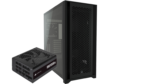 Corsair 5000D Airflow Black Chassis + Corsair RM1000x Black PSU Bundle ...