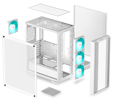 DeepCool CC560 V2 White Mid Tower Tempered Glass PC Gaming Case ...