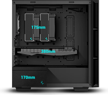 DeepCool CH560 Tempered Glass Mid Tower Black Gaming Case LN136900 - R ...