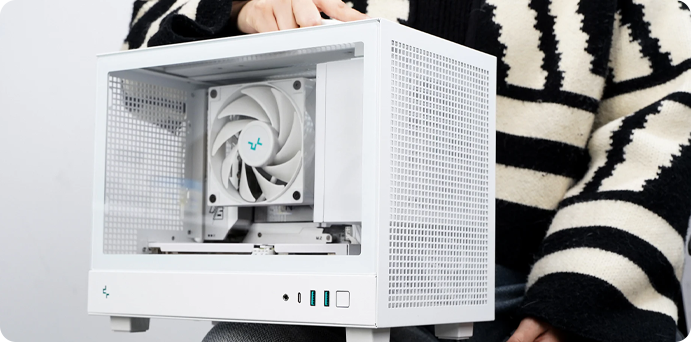 DeepCool CH160 Tempered Glass White SFF MiniITX Gaming Case LN152112 ...