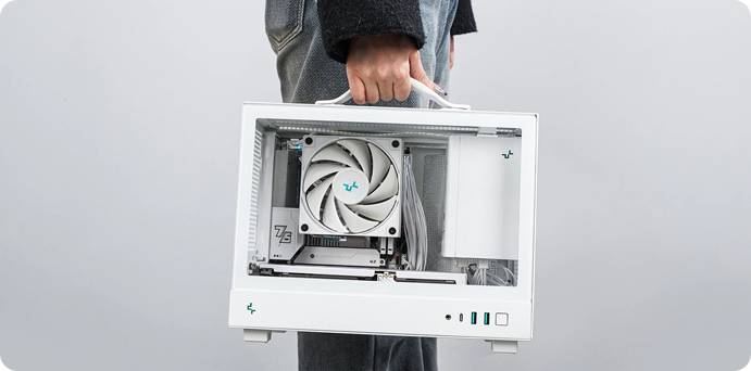 DeepCool CH160 Tempered Glass White SFF MiniITX Gaming Case LN152112 ...