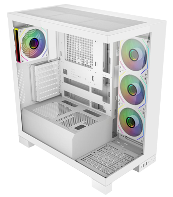 FSP M540 ARGB Dual Chamber Mid Tower Tempered Glass PC Gaming Case with ...