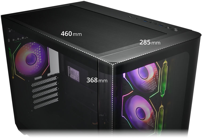 FSP S380 ARGB Dual Chamber MicroATX Tempered Glass PC Gaming Case with ...