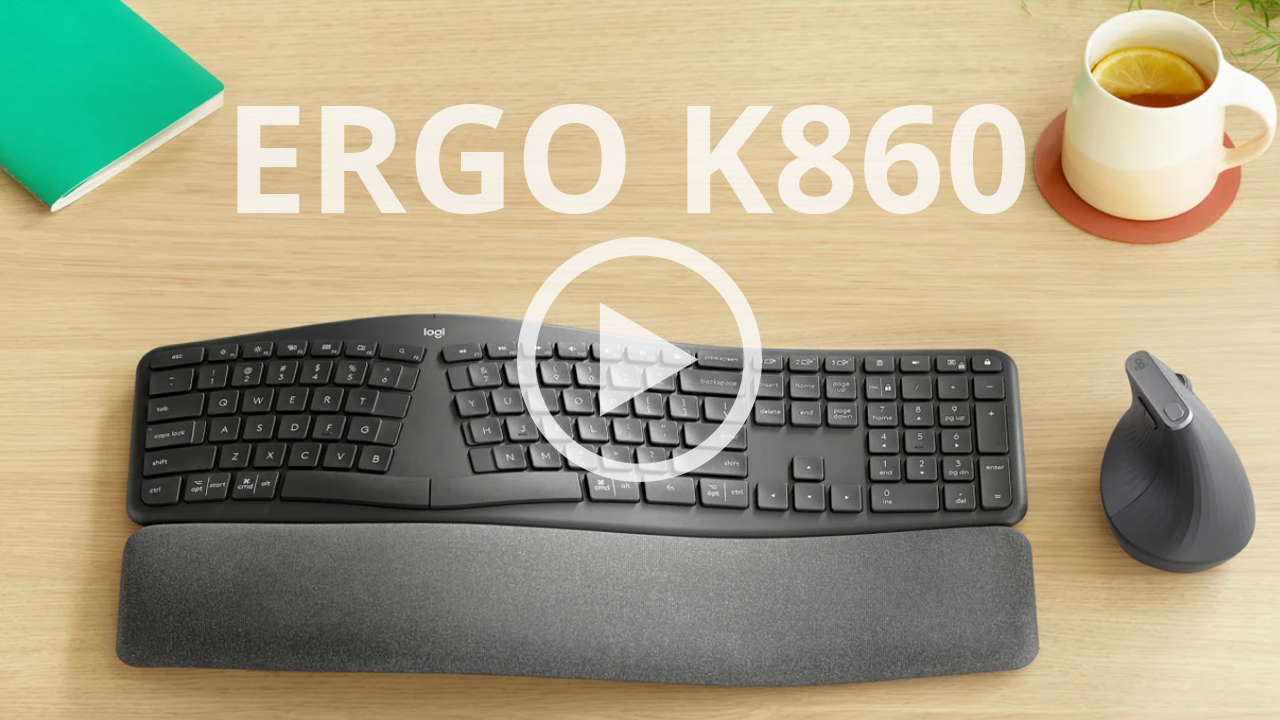 Logitech ERGO K860 Wireless Bluetooth Ergonomic UK Keyboard Graphite ...