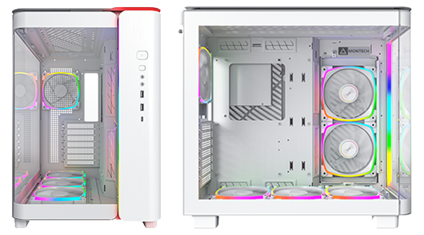 Montech KING 95 PRO White Dual Chamber Mid Tower PC Case with 6 ARGB ...
