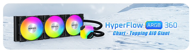 Montech HyperFlow ARGB 360 All In One Slim 360mm Black Intel/AMD CPU Water Cooler LN146758 ...