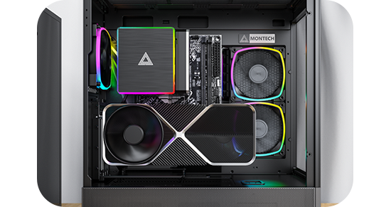 Montech SKY TWO Black Mid Tower PC Case with 4x ARGB Fans LN140572 ...