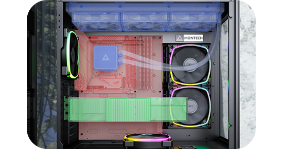 Montech SKY TWO Black Mid Tower PC Case with 4x ARGB Fans LN140572 ...