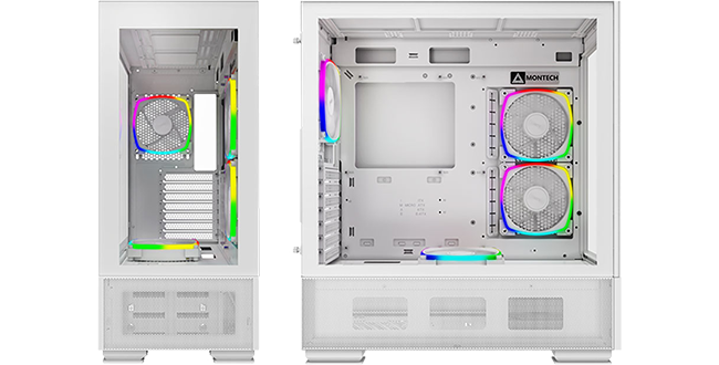 Montech SKY TWO White Mid Tower PC Case with 4x ARGB Fans LN140834 - SKY TWO (W) | SCAN UK
