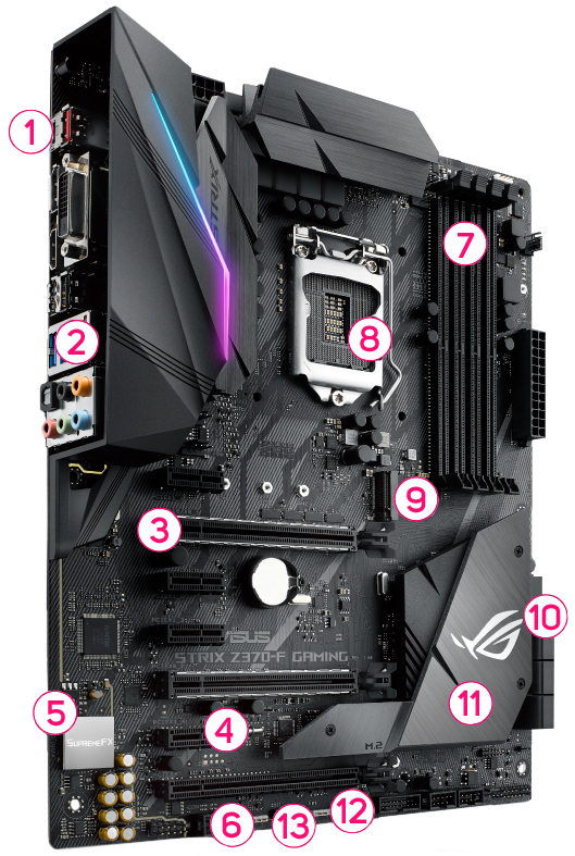 ASUS Intel ROG STRIX Z370-F Coffee Lake GAMING ATX Motherboard LN84735 ...