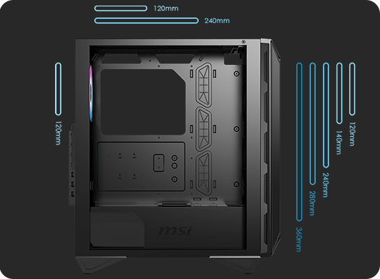MSI MPG GUNGNIR 111R Black Mid Tower Tempered Glass PC Gaming Case ...
