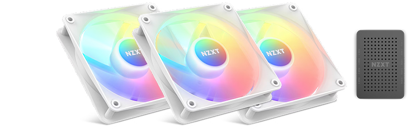NZXT F120 RGB Core 120mm PWM Fan 3 Pack with Controller White LN135966 ...