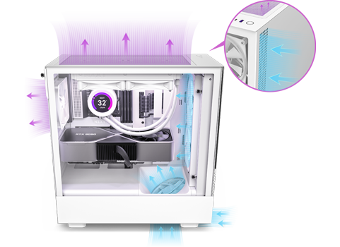 NZXT H5 Elite White Mid Tower Tempered Glass PC Gaming Case NZXT H5 Elite White Mid Tower Tempered Glass PC Gaming Case