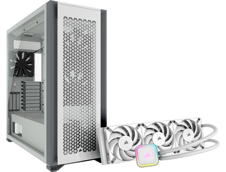 Corsair 7000D Airflow White Chassis + Corsair iCUE H150i RGB ELITE ...