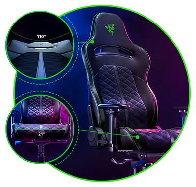 Razer Enki Adjustable Gaming Chair Black / Green LN153321 - RZ38 ...