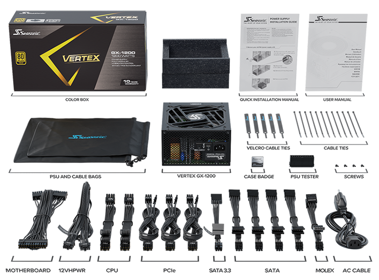 Seasonic Vertex GX 1200W Fully Modular 80+ Gold PSU/Power Supply ...
