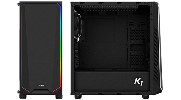 Zalman K1 Rev.A RGB Mid Tower Gaming Case with Tempered Glass Window ...