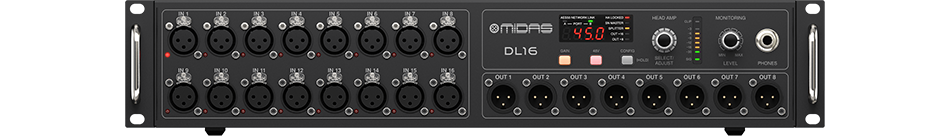 Midas DL16 - 16 Input, 8 Output Stage Box with 16 Midas Microphone ...