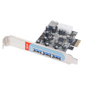 AKASA USB 3.0 PCIe card with 4 SuperSpeed USB 3.0 ports for PC systems ...