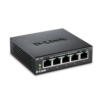 D-Link 5 Port 10/100 Metal Mini Switch LN43635 - DES-105/B | SCAN UK