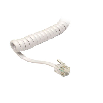 2m Scan Coiled RJ10 Telephone Handset Cable, White LN50681 - 88BCD-102w ...