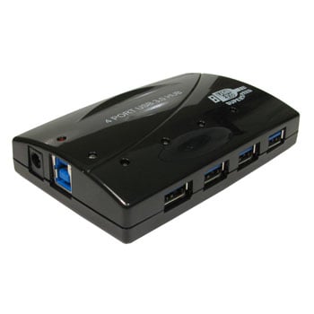 4 Port USB 3.0 Black Powered Hub + PSU LN52229 - NLUSB3-HUB4P | SCAN UK