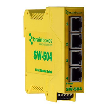 Brainboxes Industrial Ethernet Unmanaged 4 Port Switch LN53537 - SW-504 ...