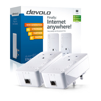Devolo 9225 650Mbps Passthrough Powerline Twin Pack LN55912 | SCAN UK