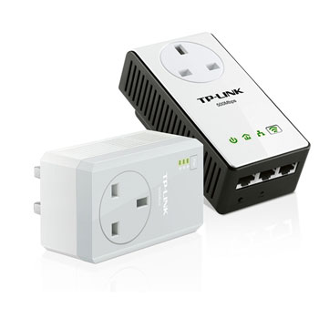 500 Mbps TP-LINK 3 Port Pass-Through WiFi Powerline Adapter Starter Kit ...