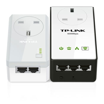 500 Mbps TP-LINK 3 Port Pass-Through WiFi Powerline Adapter Starter Kit ...