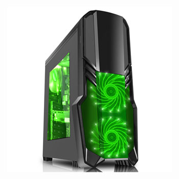 CIT G Force Black/Green PC Gaming Case with Window LN72205 - CIT-GFORCE ...
