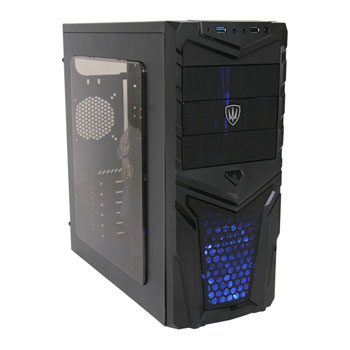 CiT Invader Black with Blue LED Fan Gaming ATX PC Case LN74548 ...