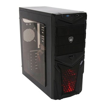 CiT Invader Gaming PC Case with Red LED Fan ATX LN74549 - INVADERR ...
