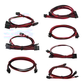 Red/Black Sleeved Cables for EVGA 750-850 G2/P2/T2 PSU/Power Supplies ...