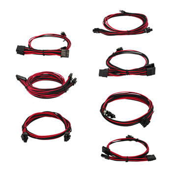 Red/Black Sleeved Cables for EVGA 1000-1300 G2/P2/T2 PSU/Power Supplies ...