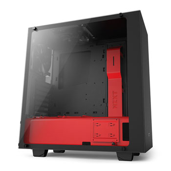 NZXT Red Black S340 Elite Glass Windowed Midi PC Gaming Case LN75443 ...