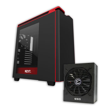 NZXT Black/Red H440 PC Case + EVGA SuperNOVA G1 650W Modular PSU Bundle ...