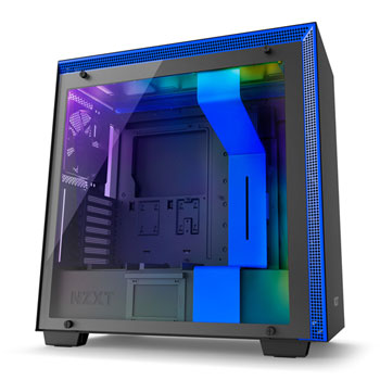 NZXT Blue H700i Smart Tempered Glass Window Tower PC Gaming Case ...
