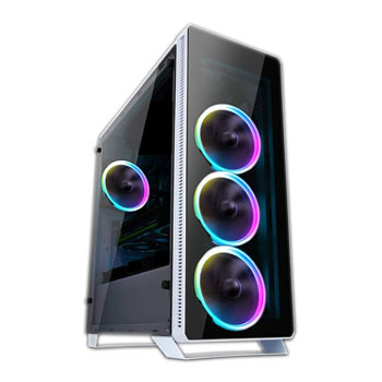 SaharaGaming P35W White RGB Tempered Glass Mid Tower PC Gaming Case ...