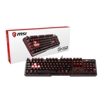 MSI Vigor GK60 Red LED Cherry MX Red Mechanical Gaming Keyboard LN95932 ...