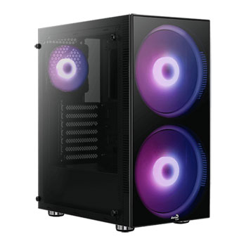 Aerocool Python RGB Black Mid Tower Tempered Glass PC Gaming Case ...
